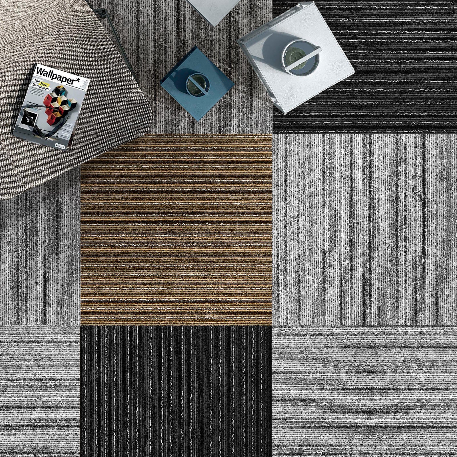 Dalles de moquette Venise, Rayées, Auto-adhésives 50 x 50 cm, 1 piece ...