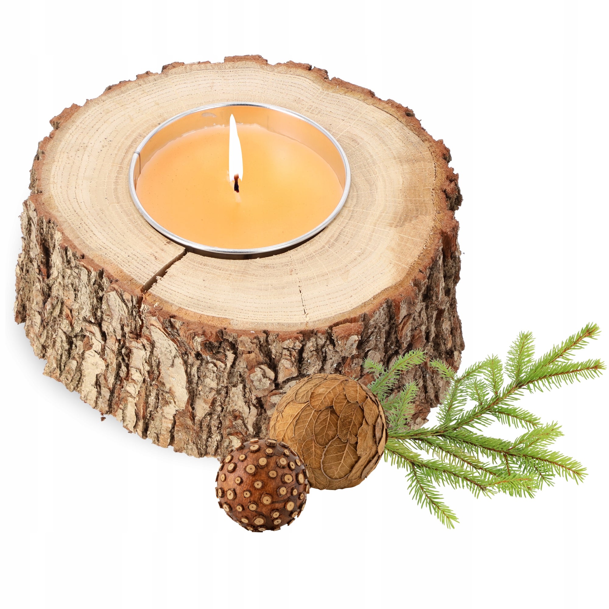 KADAX Vela rústica en tronco de árbol, vela de exterior de madera natural, vela de jardín, vela ...