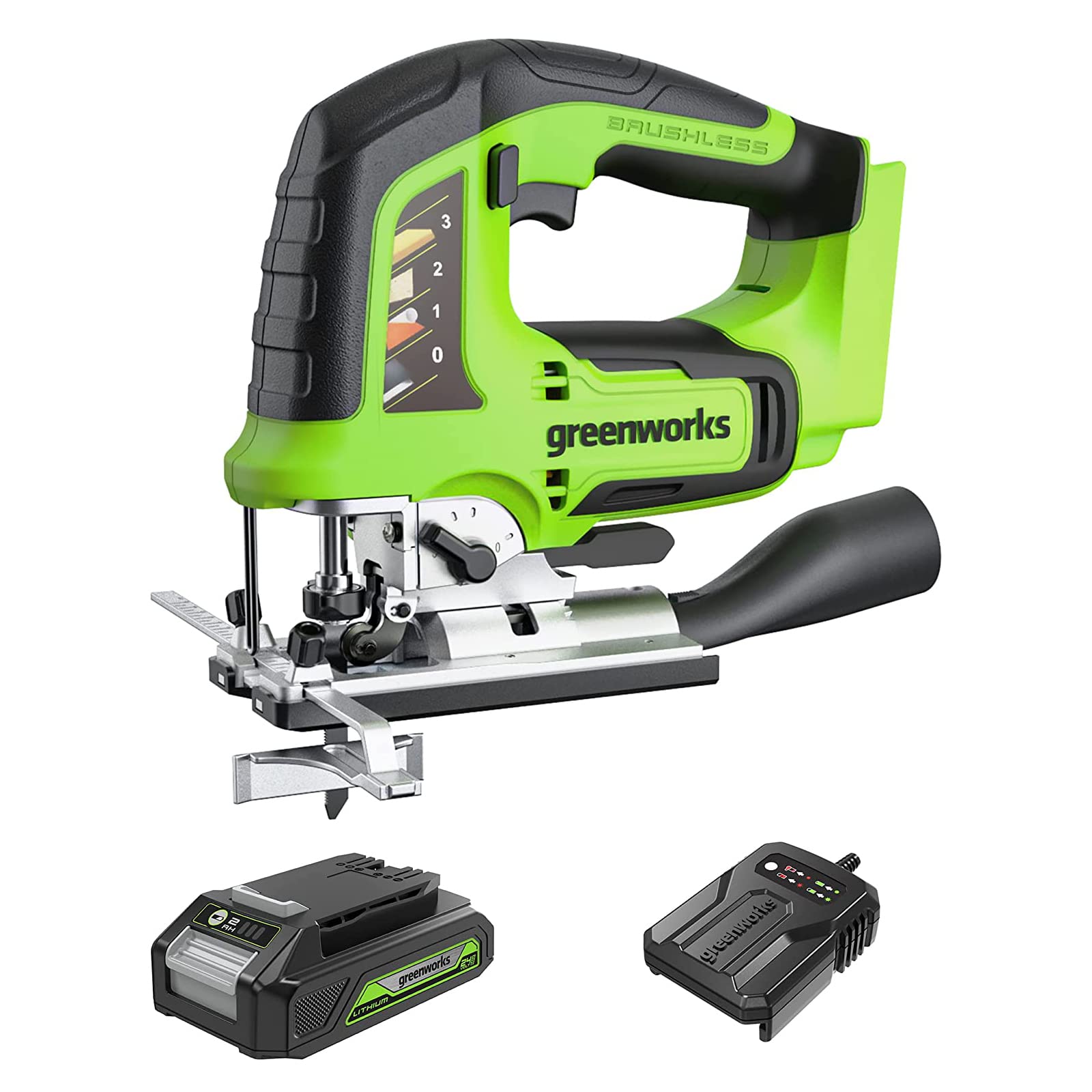 Greenworks GD24JSK2 Battery Jigsaw with 2 Saw Blades, 3000 spm ...