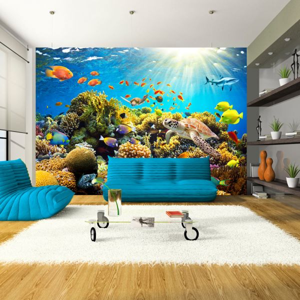 Papier peint intissé panoramique Paysage Underwater Land 300x210 cm ...