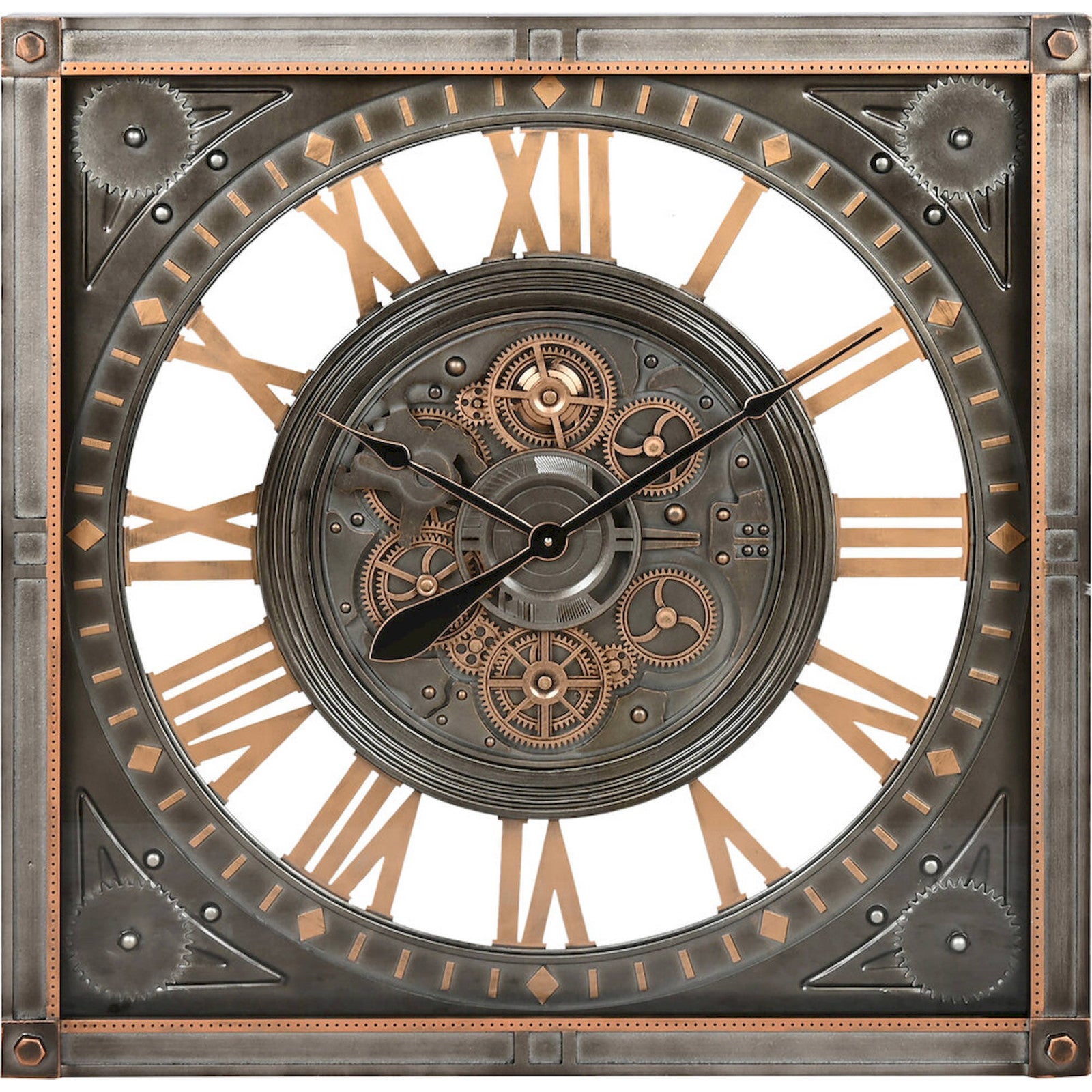 Horloge murale élégance fer et verre argenté 80 x 10 x 80 cm Gris ...