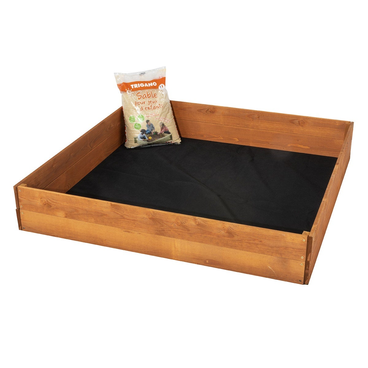 Bac à sable Loeva 120 x 120 cm avec bâche et tapis - à peindre | Leroy ...