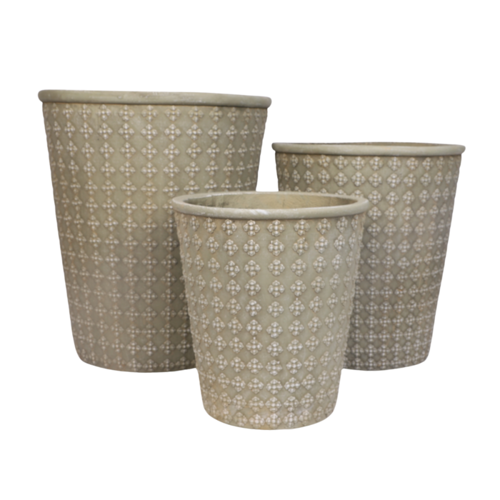 3 Cache-pots grandes tailles plante extérieur béton vert 32-41-50cm ...