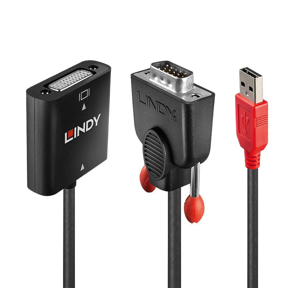 Lindy 38184 câble vidéo et adaptateur 0 2 m DVI-D VGA (D-Sub) + USB ...