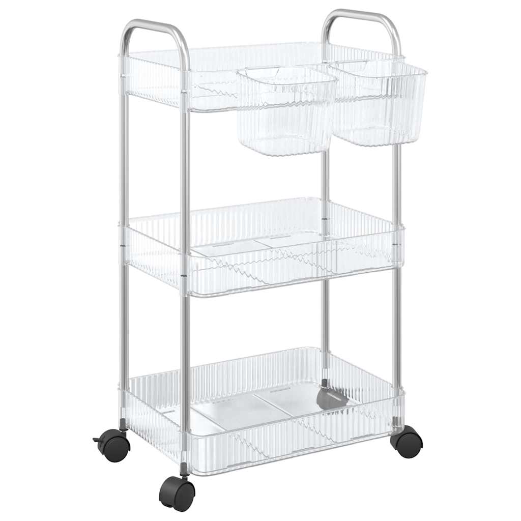 Chariot de rangement transparent à 3 niveaux 37x28x68cm | Leroy Merlin