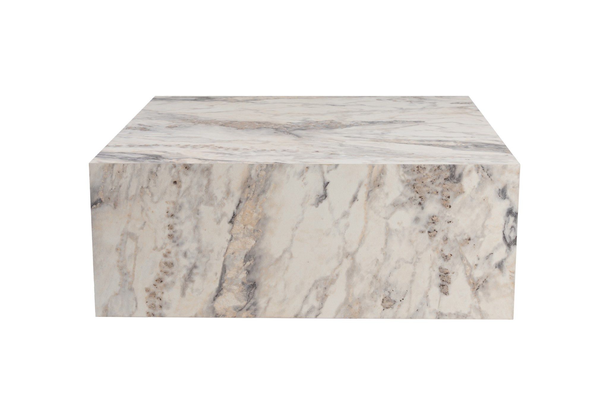 Mesa de centro Kailua 2142, Mármol blanco, 35x90x90cm, MDF, Angular ...