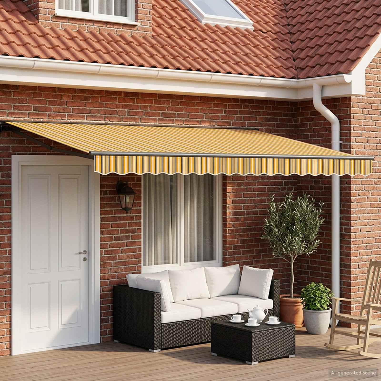 Auvent rétractable électrique Jaune, Gris, Anthracite 4 × 3 m | Leroy ...
