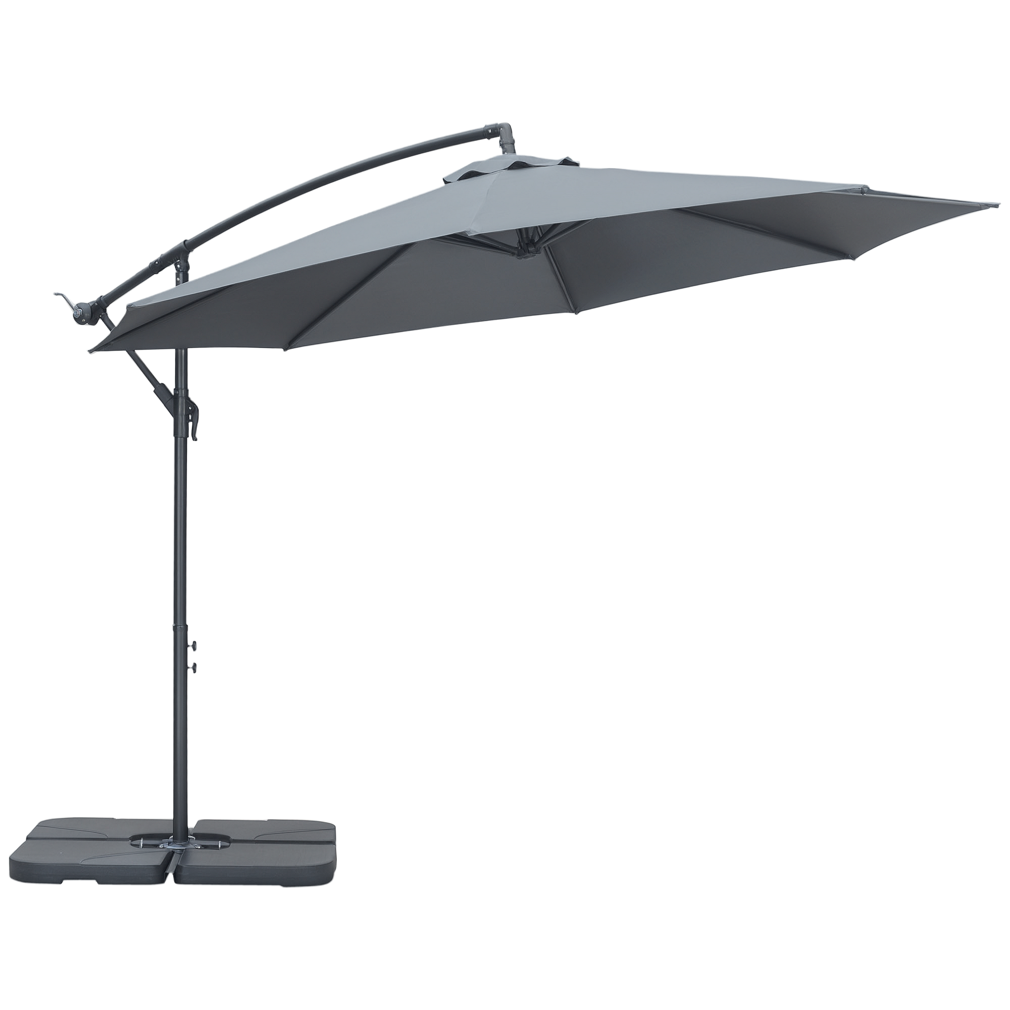 Parasol de jardin 3 m, parasol banane déporté avec manivelle, base en ...
