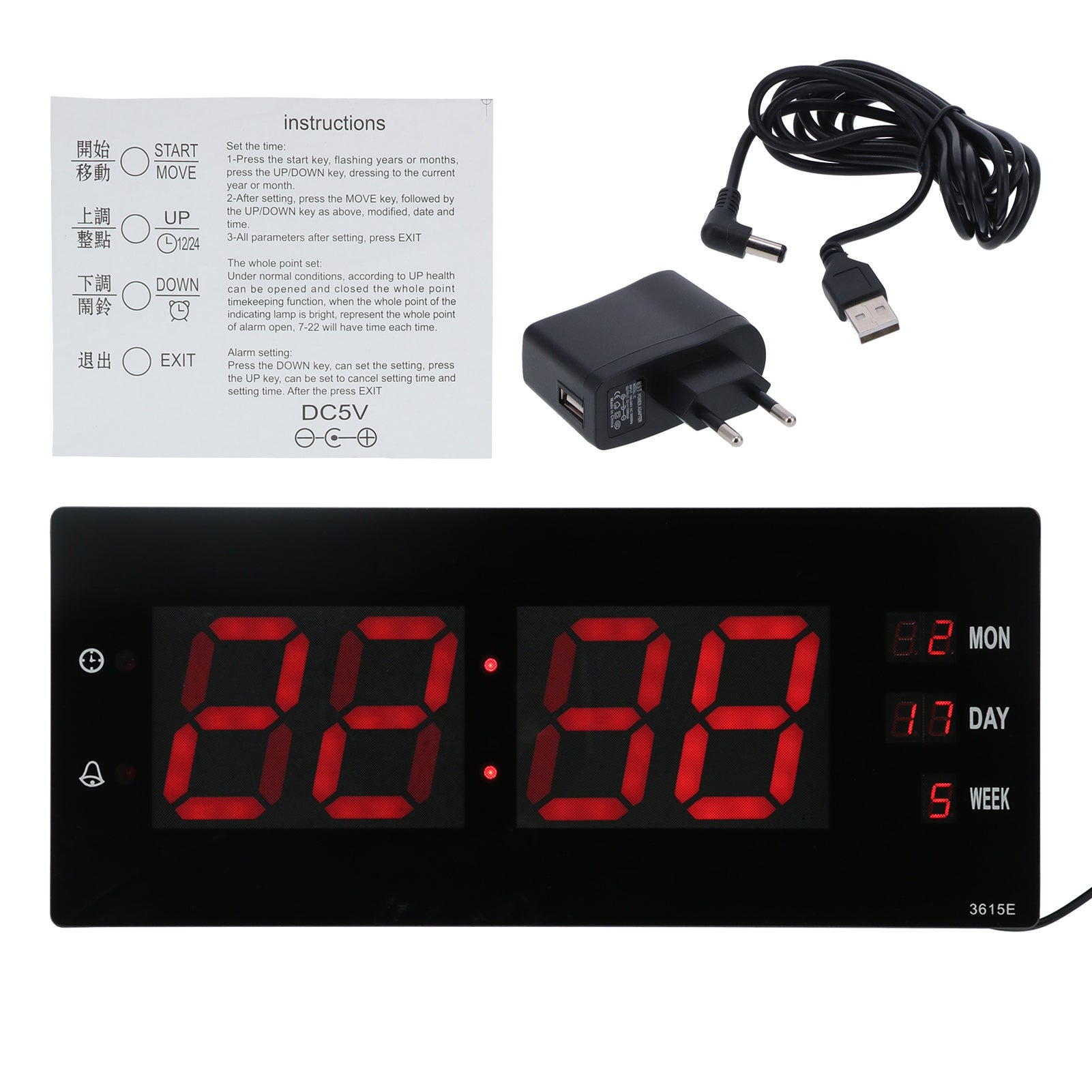 Horloge murale silencieuse LED lumineuse avec contrôle vocal couleur or ...