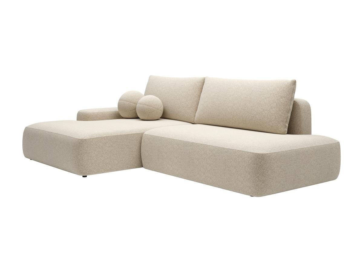 Sofá rinconera izquierda abierto de tela texturizada beige DAVISO ...