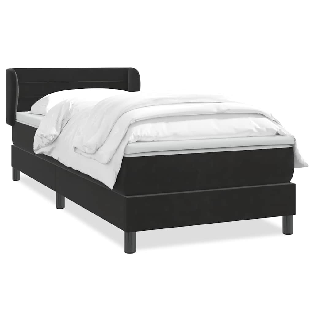 Cama box spring con colchón terciopelo negro 100x210 cm | Leroy Merlin