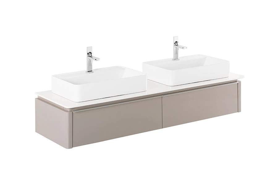 Mueble de baño suspendido SANINDUSA 160 encimera perforada para 2 ...