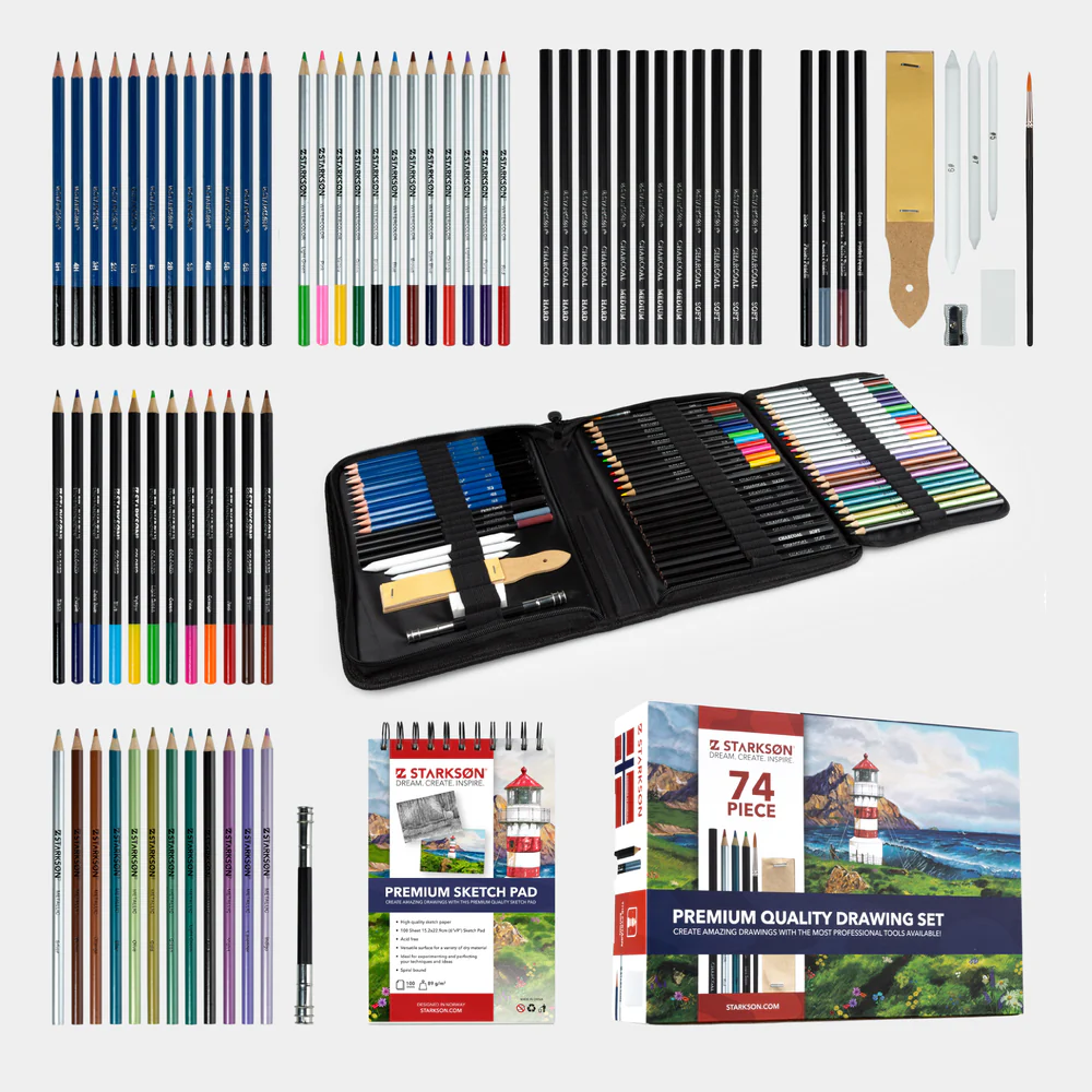 SET 74 pièces crayons tout-en-un pour le dessin Starkson | Leroy Merlin