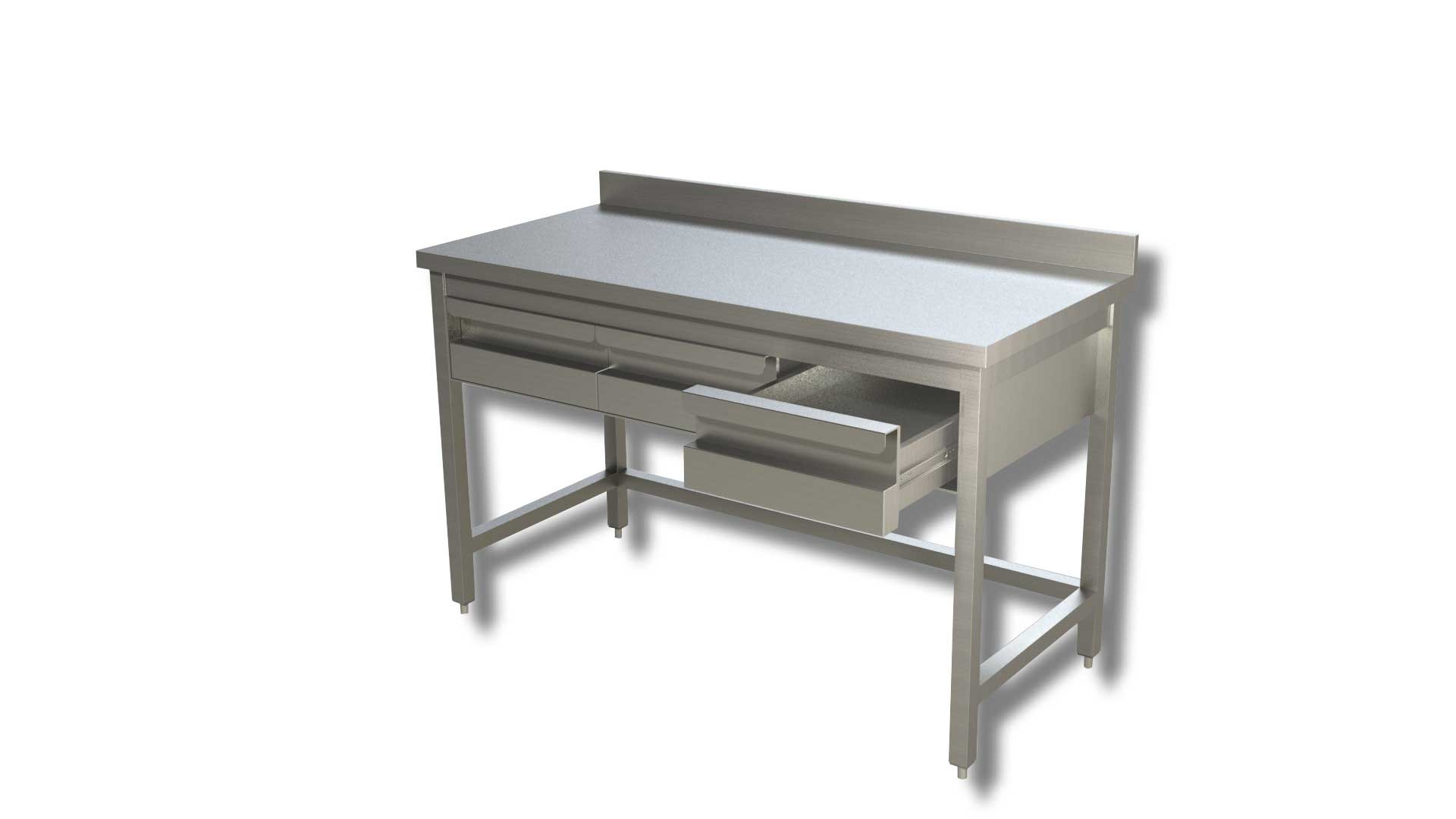 Table avec etagere et 2 tiroirs - Gamme 600 - Ristopro - l100- L0- P60 ...