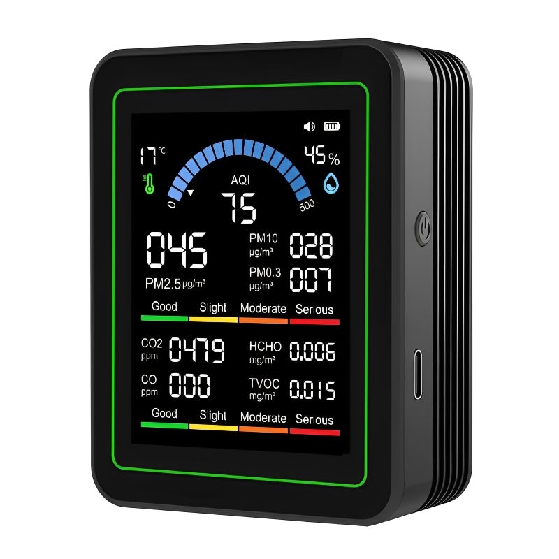 Tester d'air 10 en 1 avec écran TFT couleur 2.8 pouces, mesure PM2.5 ...