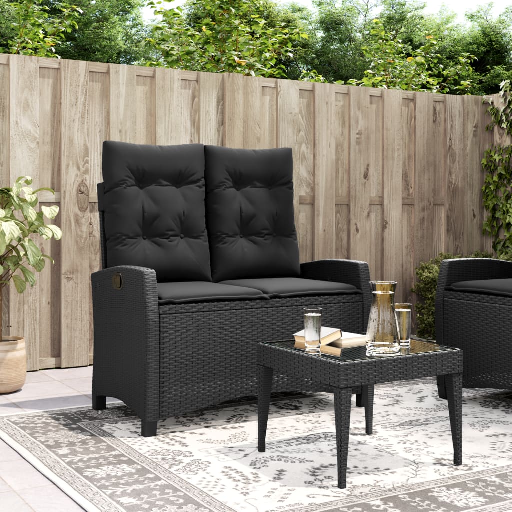 Banc inclinable de avec coussins noir résine tressée | Leroy Merlin