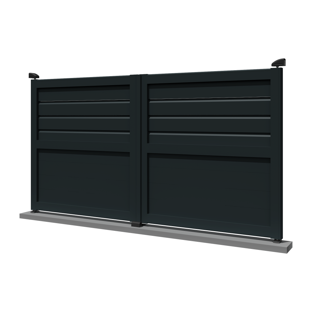Portail battant semi ajouré (Gris anthracite RAL7016ST - 3,000m x 1 ...