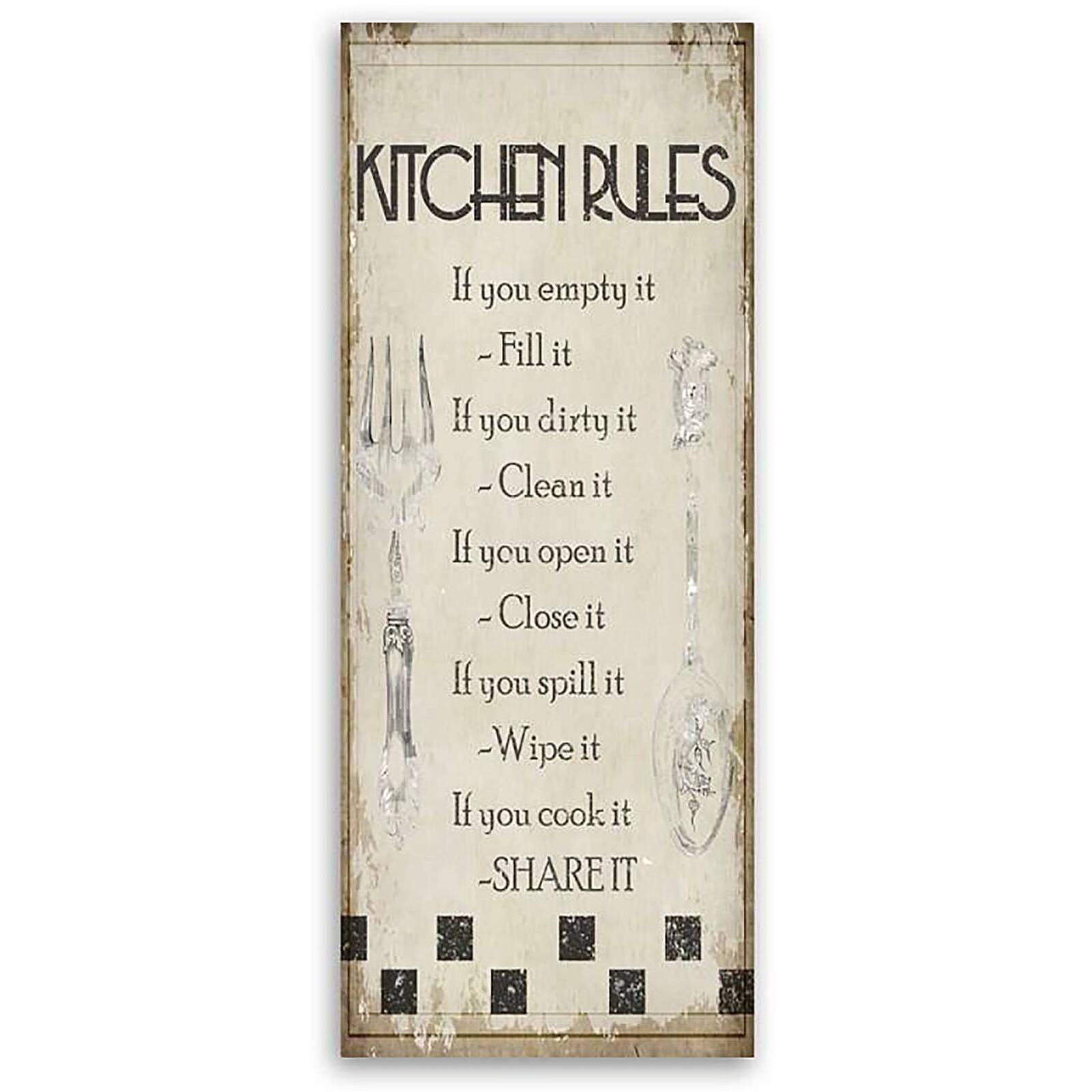 Tableau les règles de la cuisine - 20 x 50 cm | Leroy Merlin