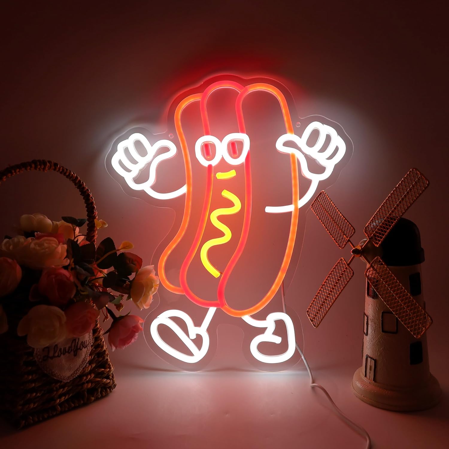 Enseignes lumineuses néon Hot Dog dansant pour décoration de fête sur ...