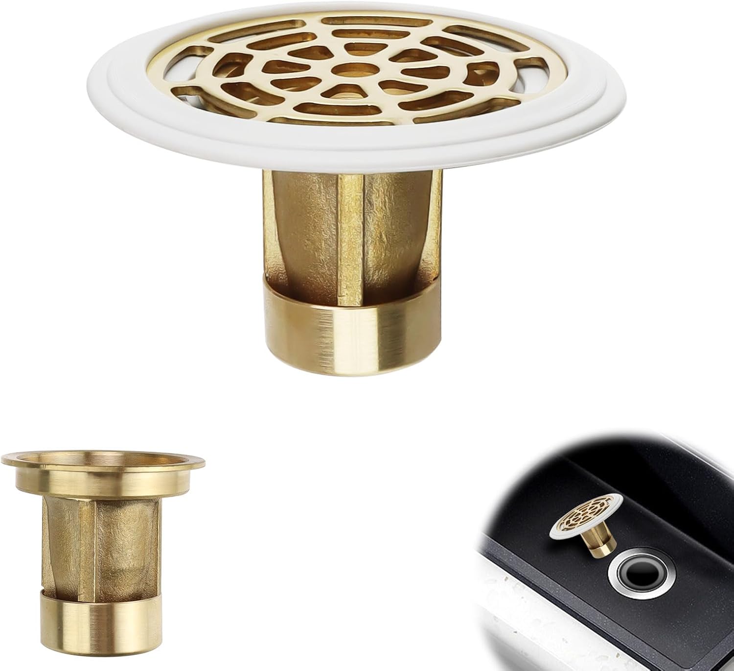 Bonde de douche avec anneau en caoutchouc - Bouchon de douche en cuivre ...