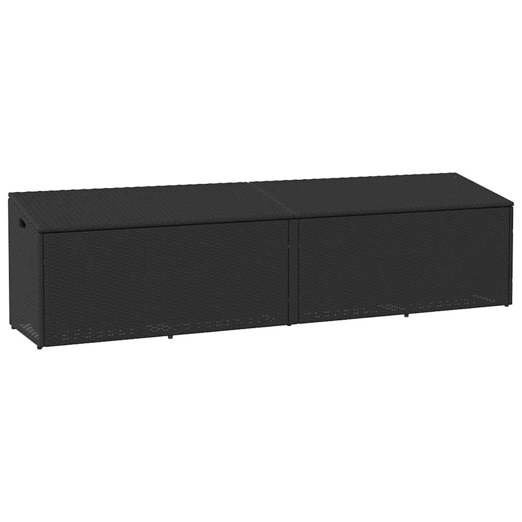 Bo?te de rangement de jardin noir 220x50x58 cm résine tressée | Leroy ...