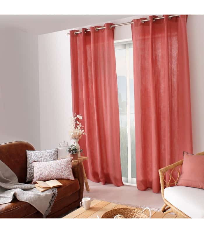 Rideau Double Gaz De Coton "Cottage" - 140x240cm - Canyon | Leroy Merlin