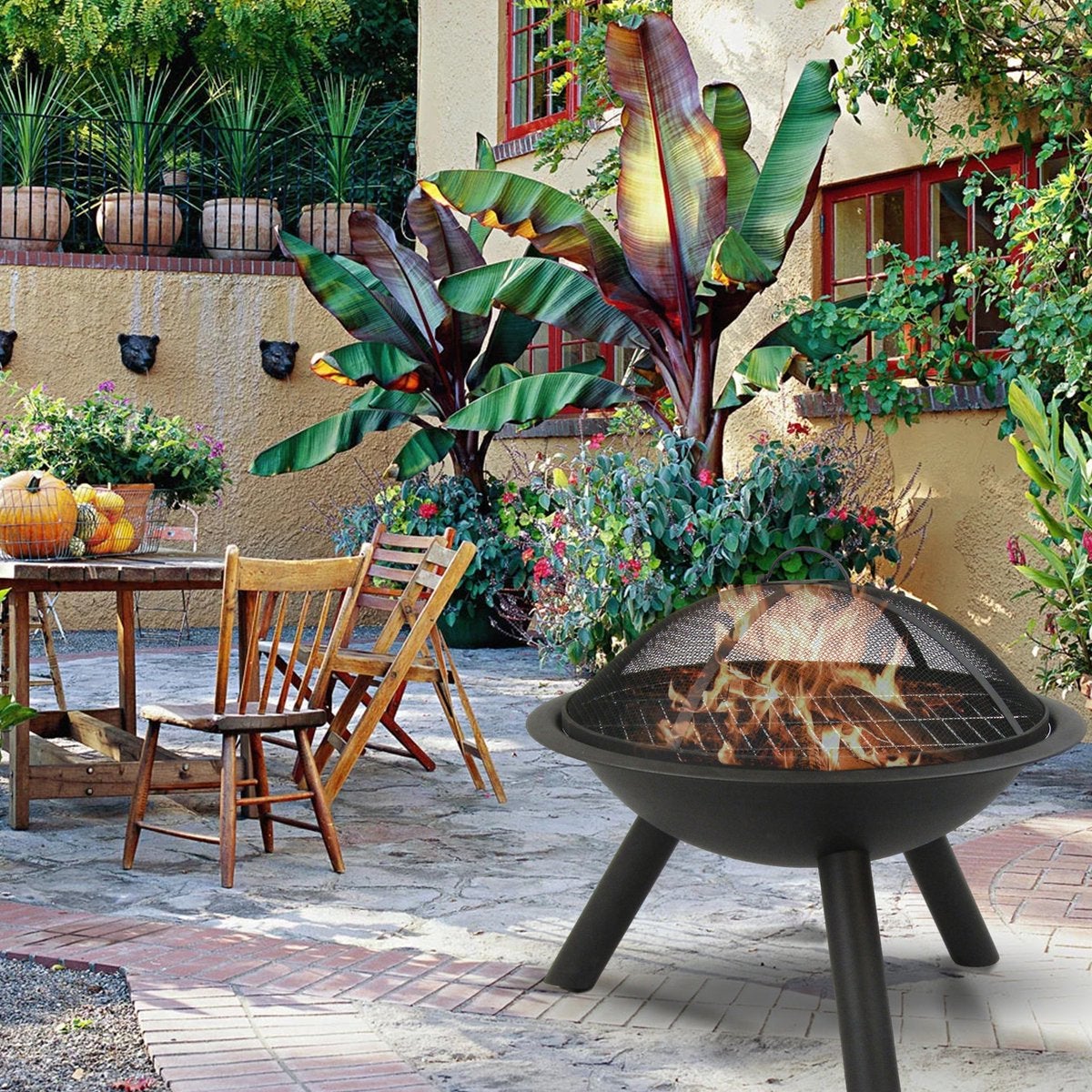 MaxxGarden Bol à Feu Ø56 cm - Brasero pour le Jardin - Brasero Rond d ...