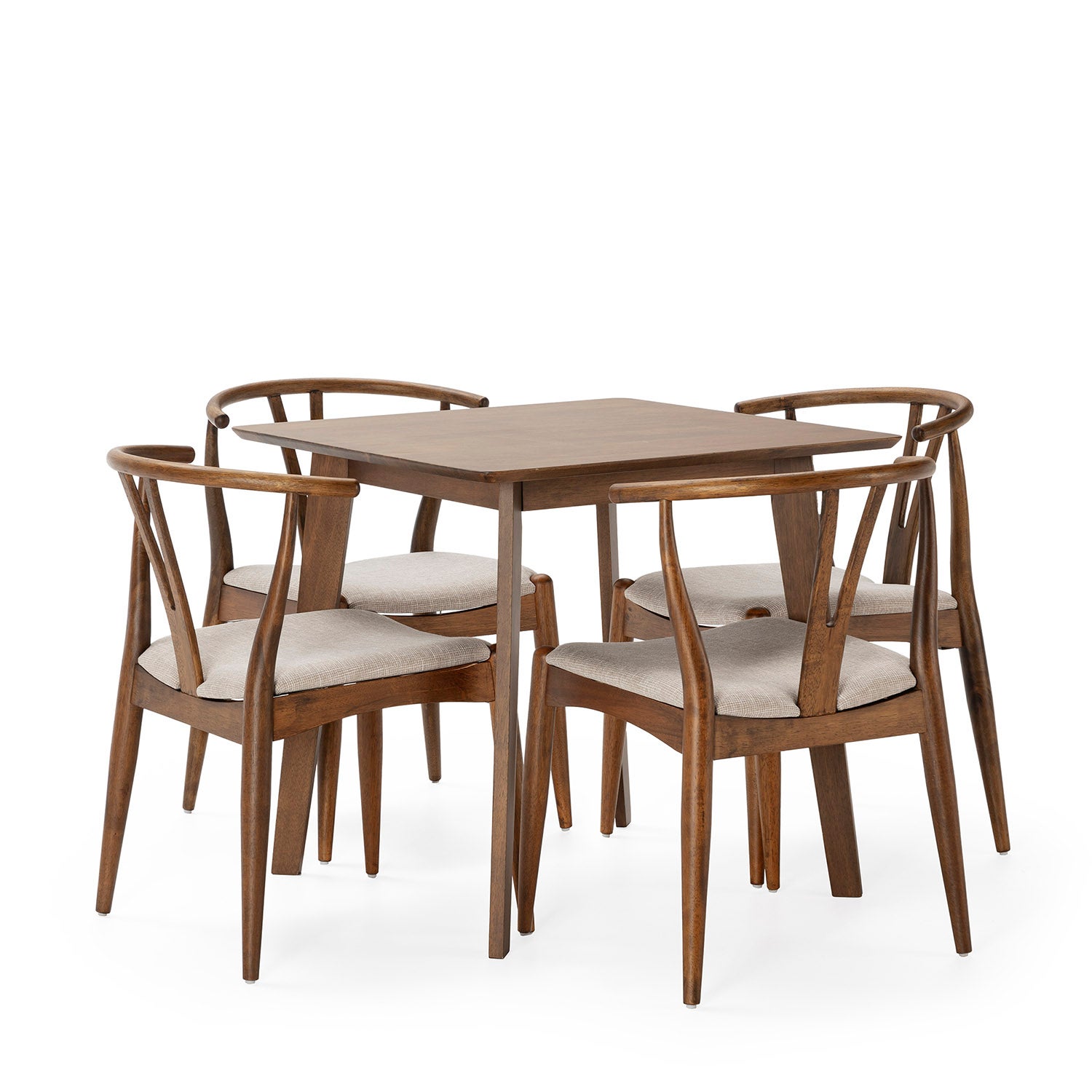 Ensemble table 80x80 cm et 4 chaises de salle à manger Rustic Noyer ...