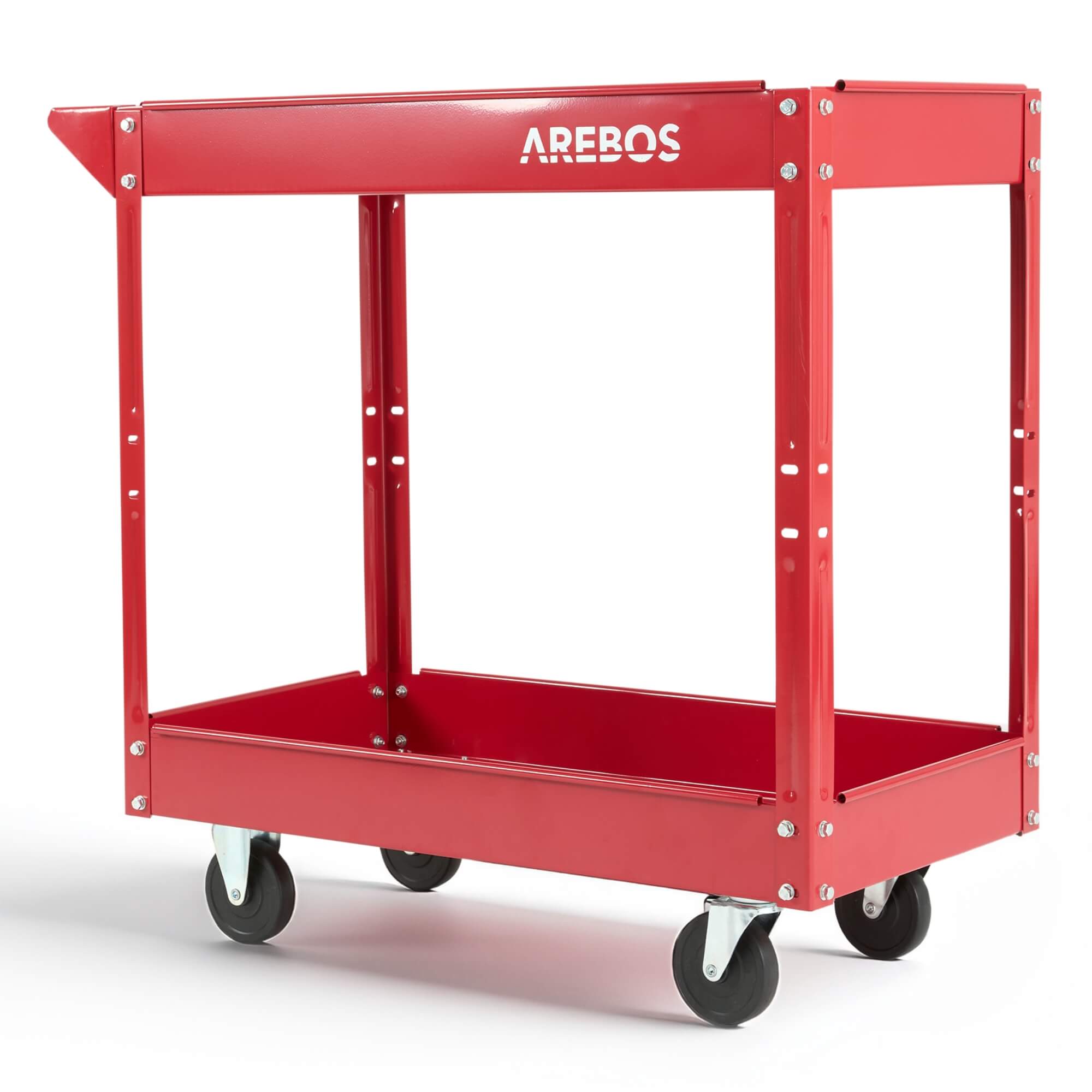 AREBOS Chariot Servante d’Atelier Chariot à Outil 2 étages Acier Rouge ...