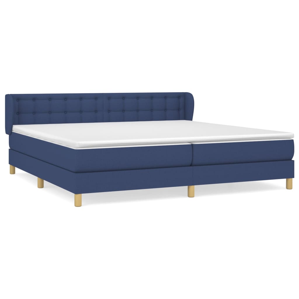 Cama box spring con colchón tela azul 200x200 cm | Leroy Merlin