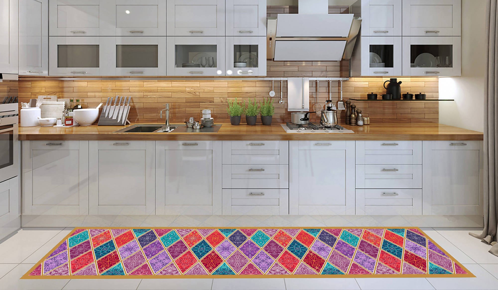 Tapis de cuisine, 100% Made in Italy, Tapis antitache avec impression ...