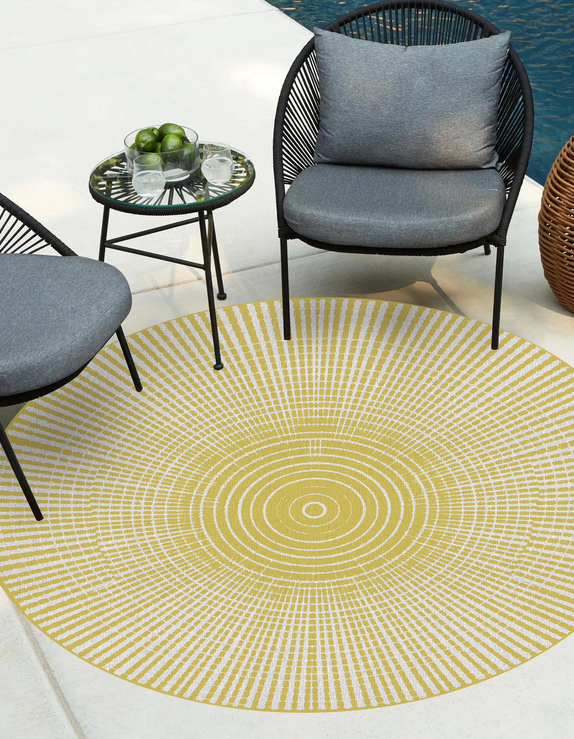 Tapis PVC intérieur/extérieur Jaune de Hanoï [Diam] 150 cm - PVC ...