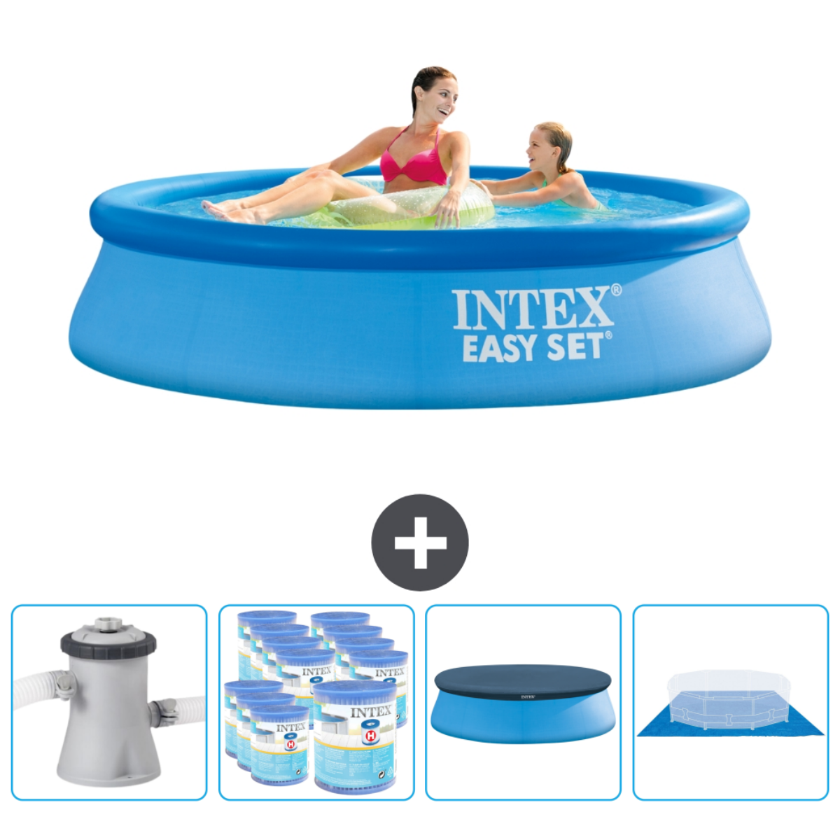 Paquete de piscina - INTEX - Alrededor - 244x244x61 cm + Accesorios ...