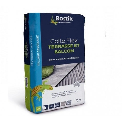 Colle flex améliorée carrelage terrasse et balcon gris 25Kg C2T BOSTIK ...