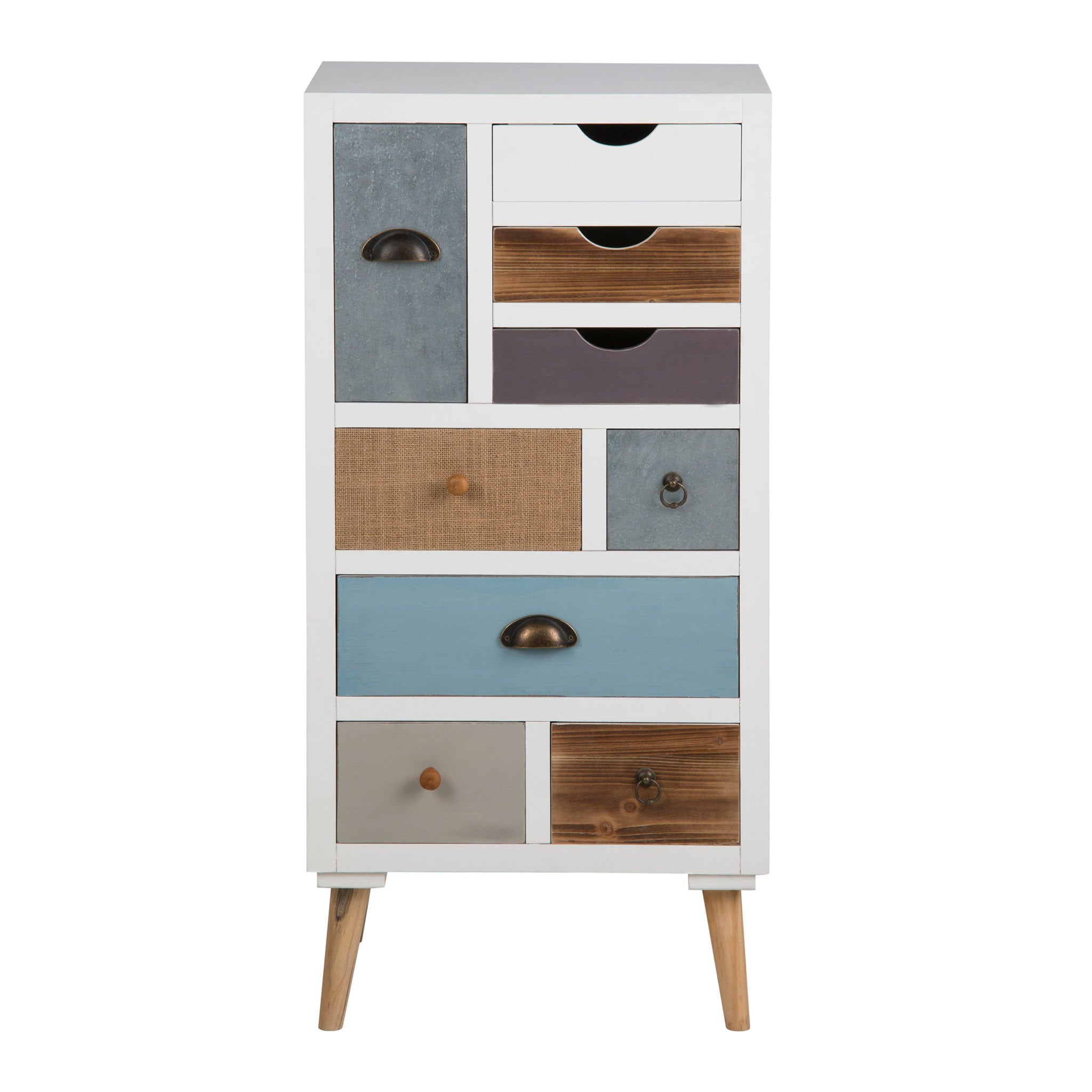 Thames Commode blanche avec 9 tiroirs de couleurs différentes. Livrée ...