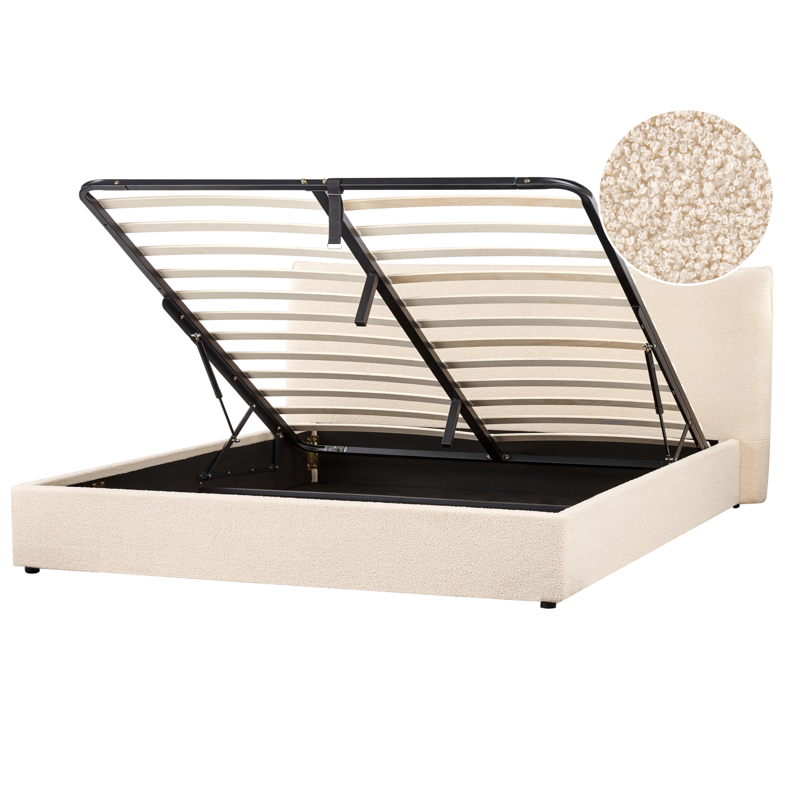 Beliani Cama con almacenaje Bouclé LAVAUR 180 x 200 cm Beige | Leroy Merlin