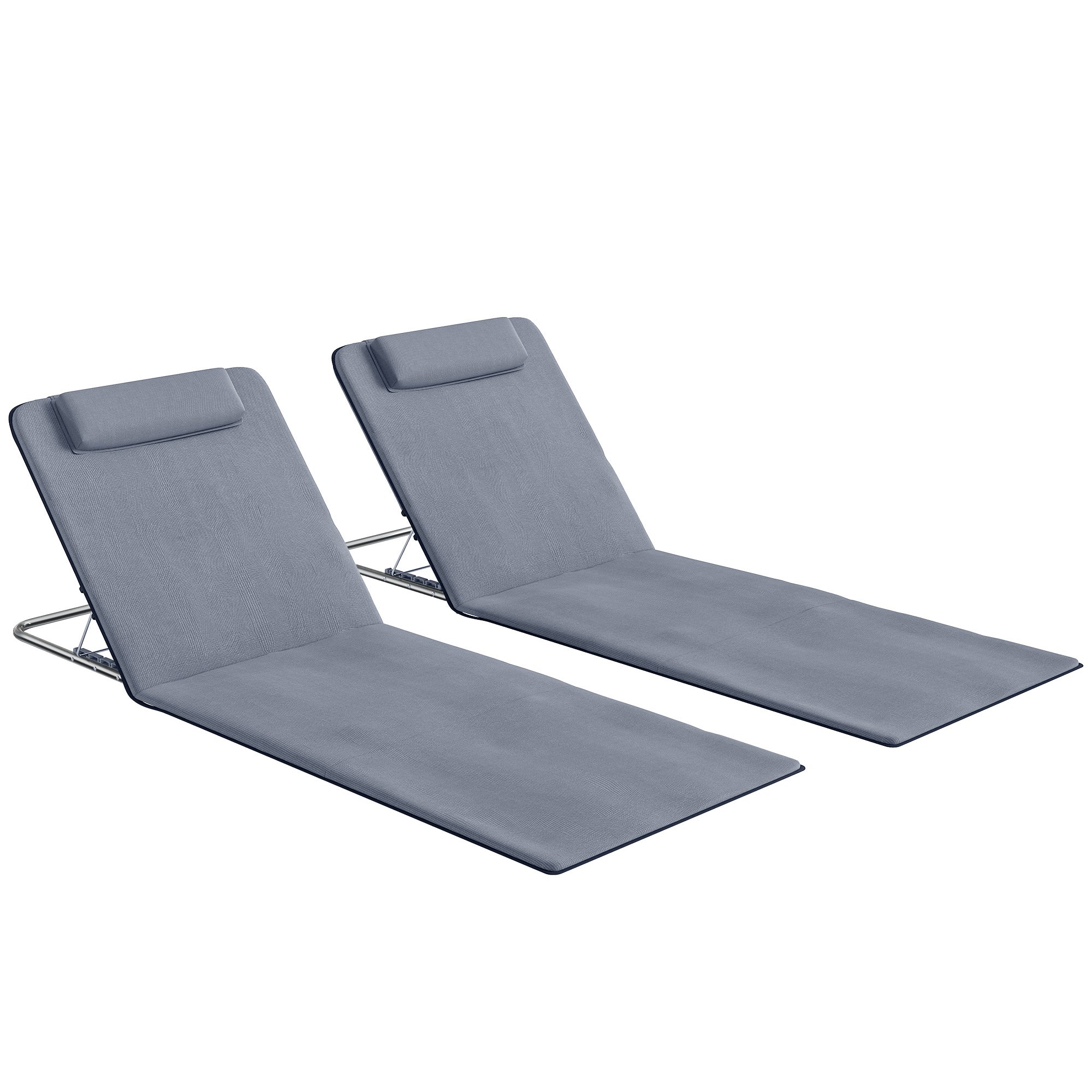 Conjunto de 2 esterillas de playa Outsunny gris 134x48x33-43 cm | Leroy ...