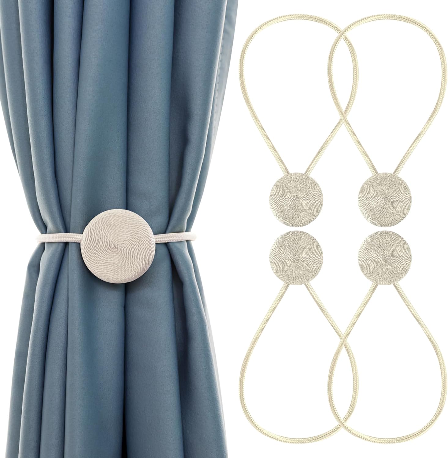 Lot de 4 attaches magnétiques pour rideaux, fixations magnétiques pour ...