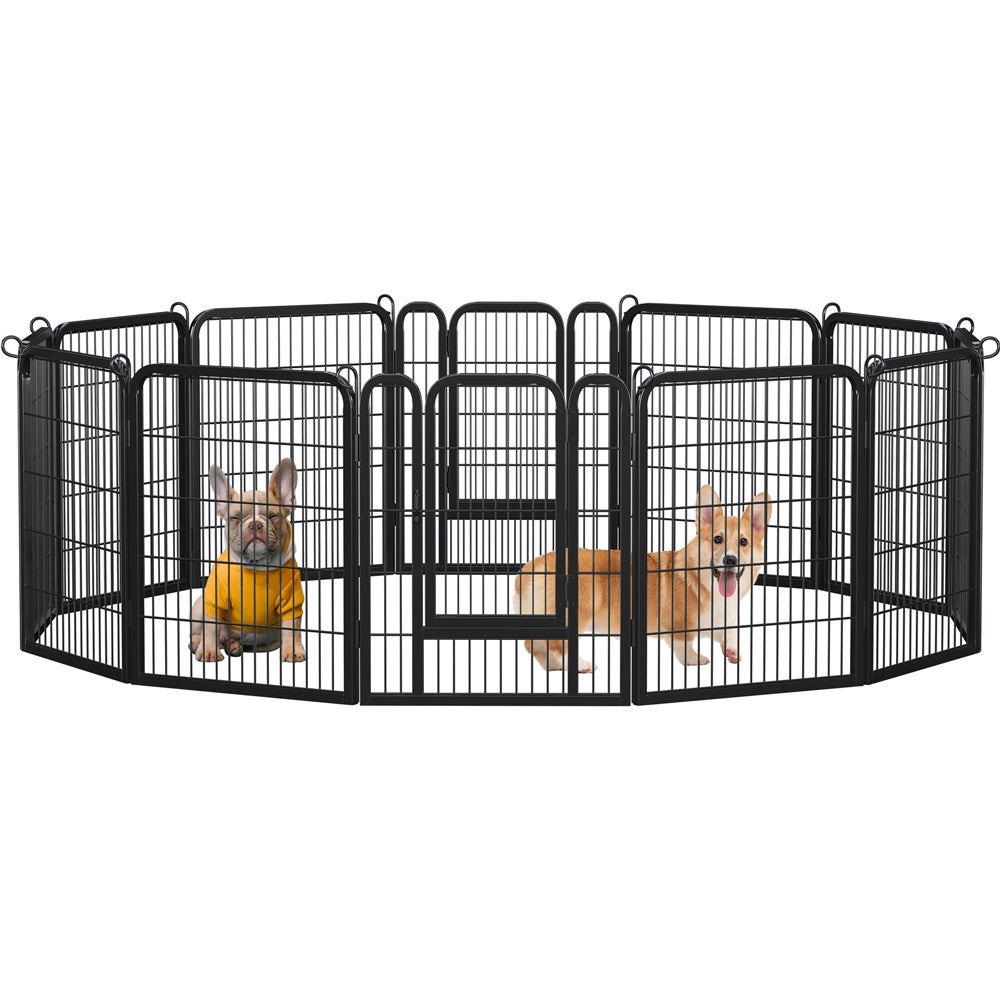 Parc pour Chien Intérieur Extérieur en 12 Panneaux avec Porte ...