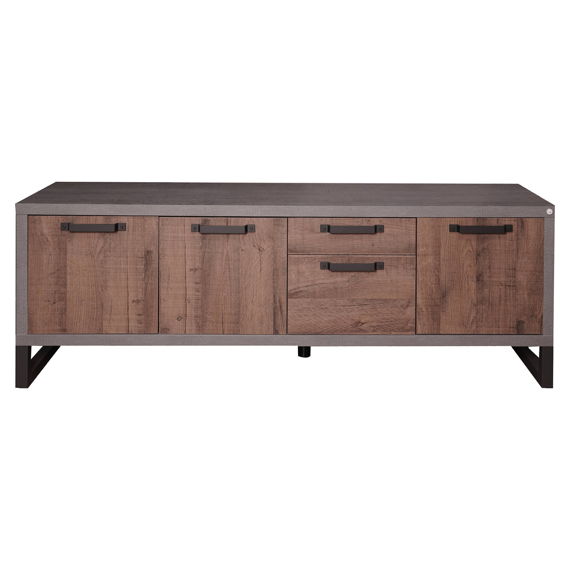 Meuble TV de salon style industriel, Buffet bas avec 3 portes, Armoire ...