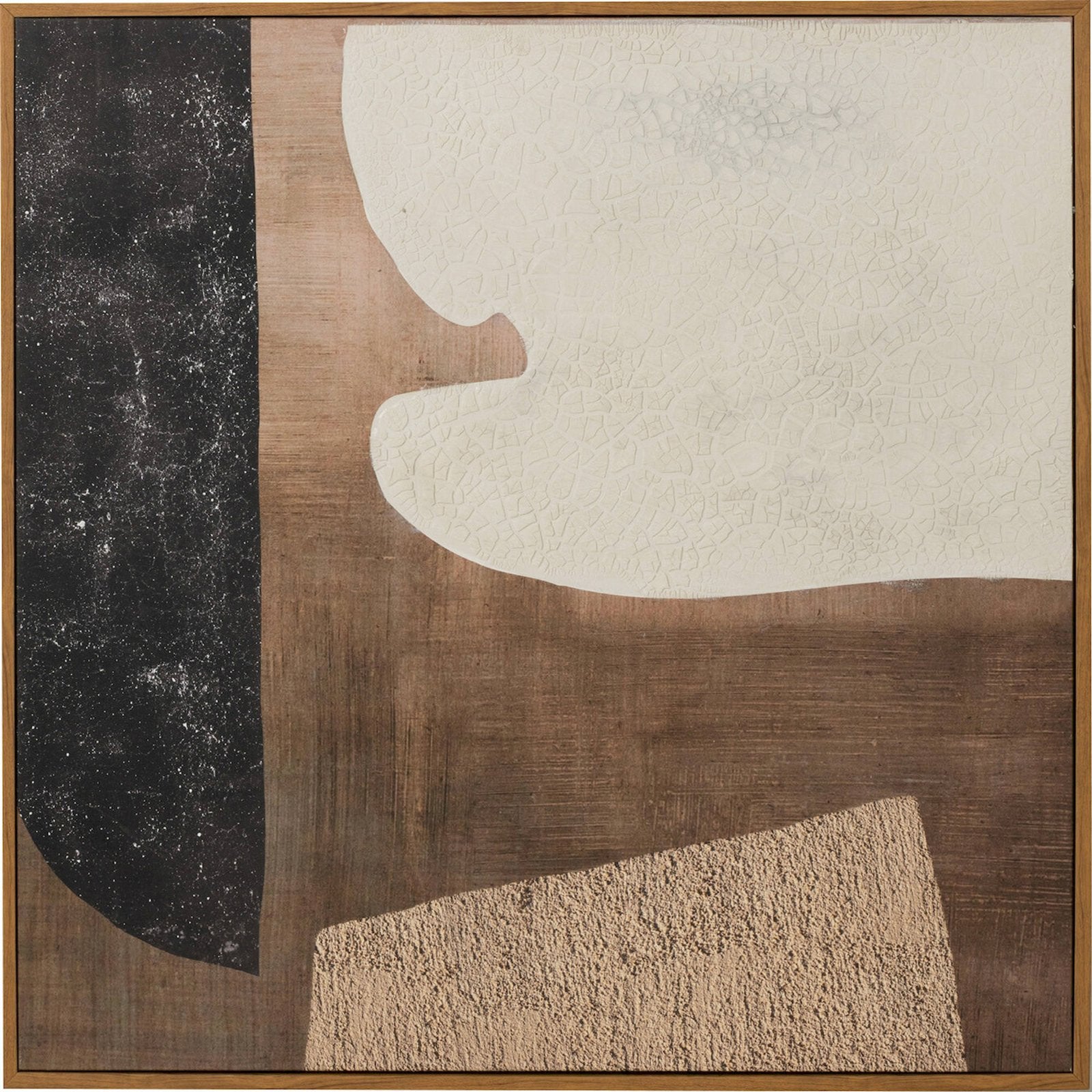 Tableau abstrait cadre bois touches texturées multicolores 79 x 79 x 4 ...