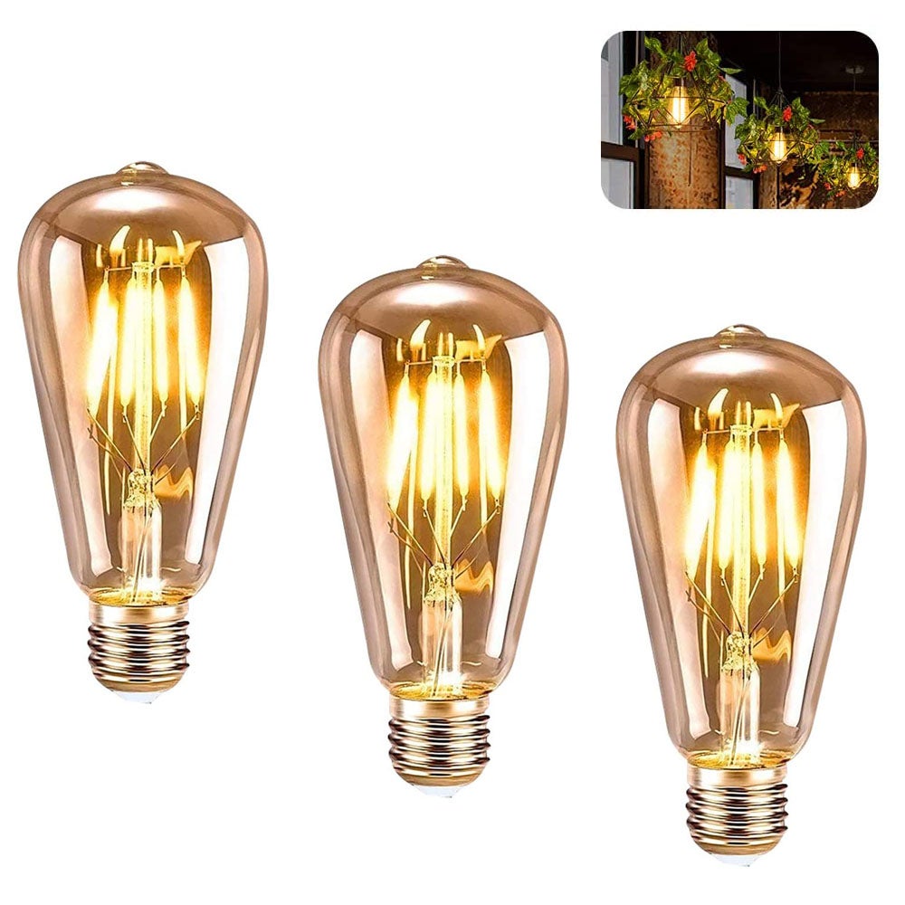 3 Pack Ampoule LED Edison E27, Ampoule LED rétro Edison 4W ST64 Blanc ...