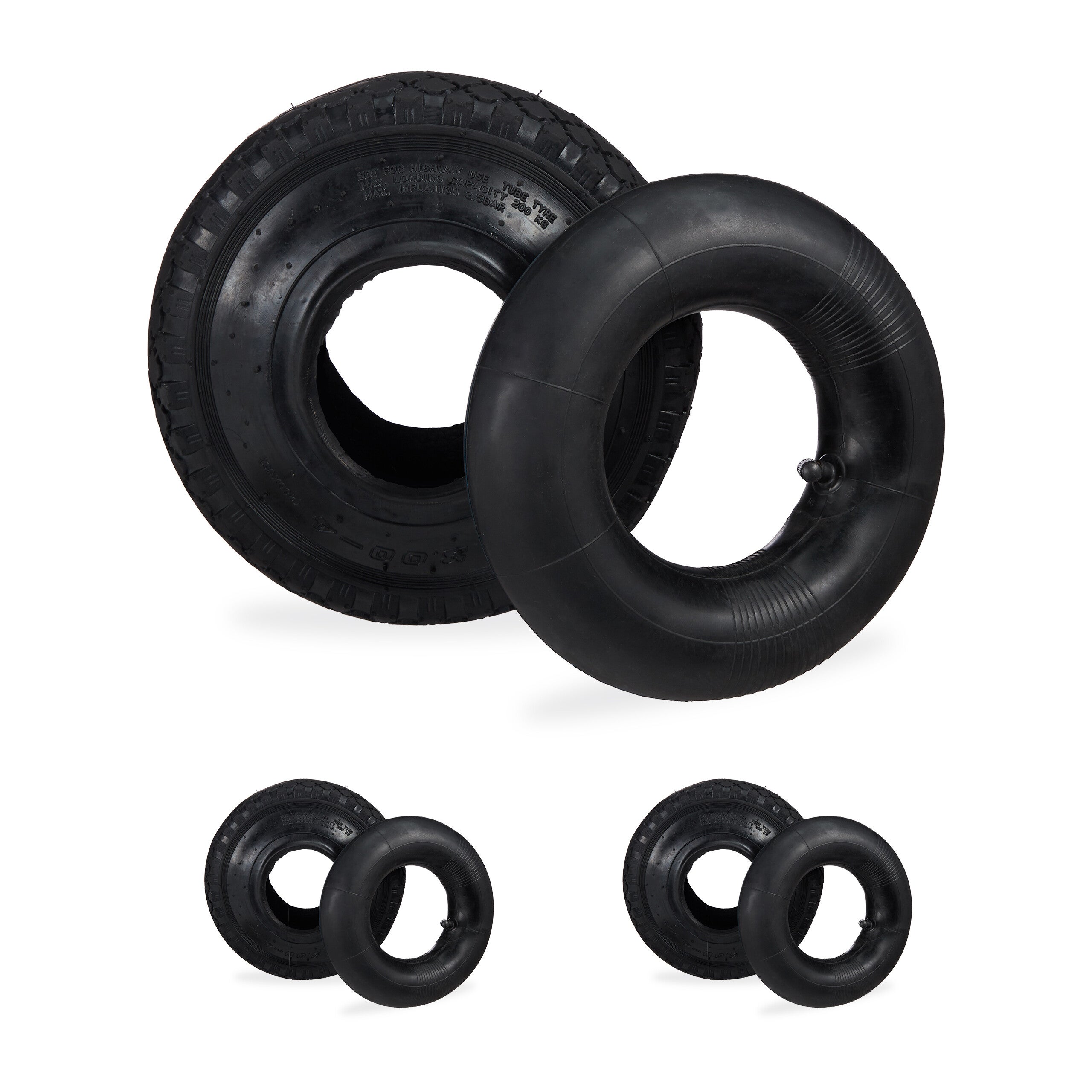 Relaxdays Roue de diable avec chambre à air, lot de 3 pneus rechange 3. ...