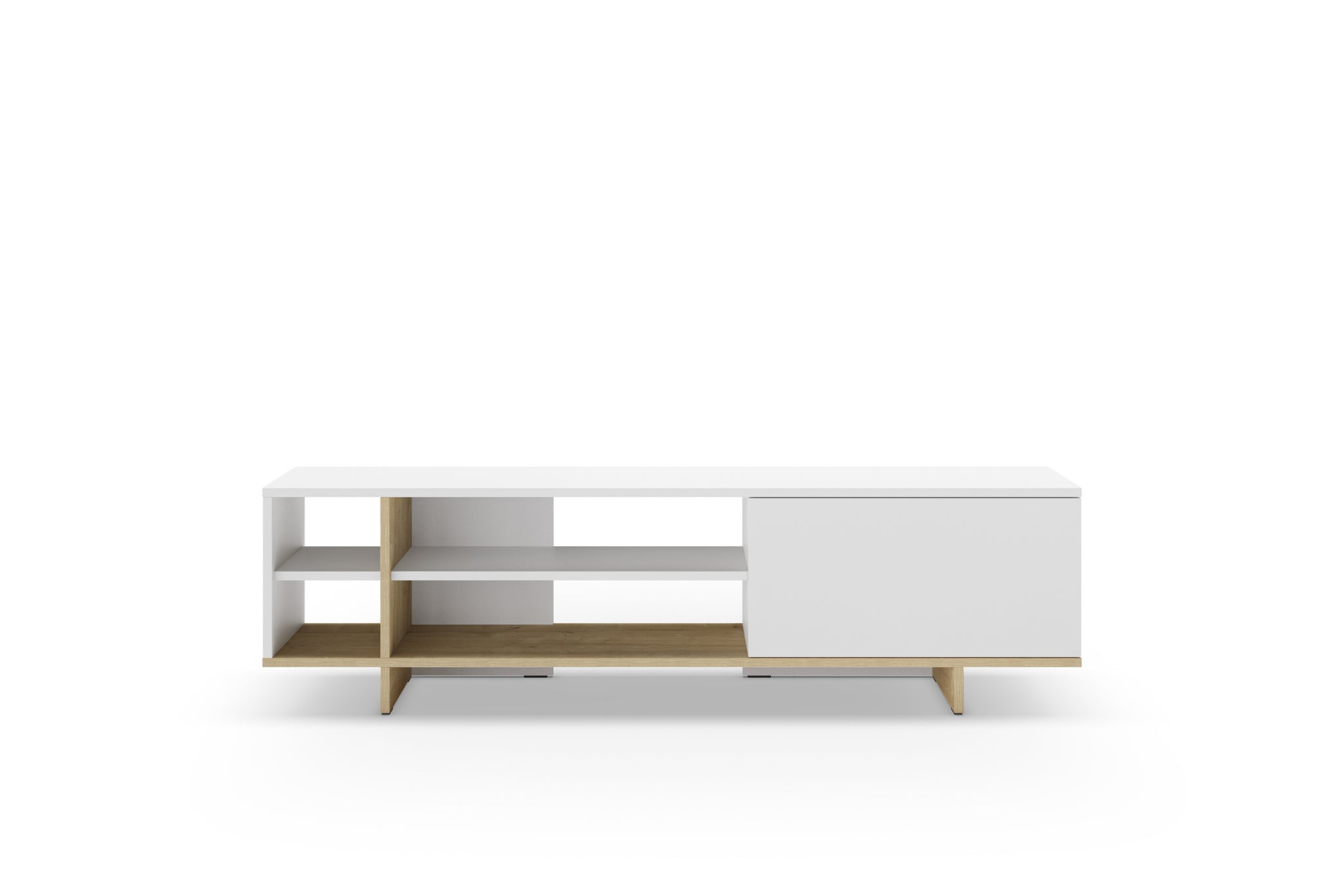 CALYO - Meuble TV 160cm -en mélamine - Blanc | Leroy Merlin
