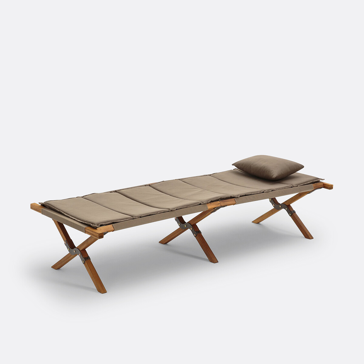 Lit de camp pliant Foldus, oreiller et matelas - Taupe - taille unique ...