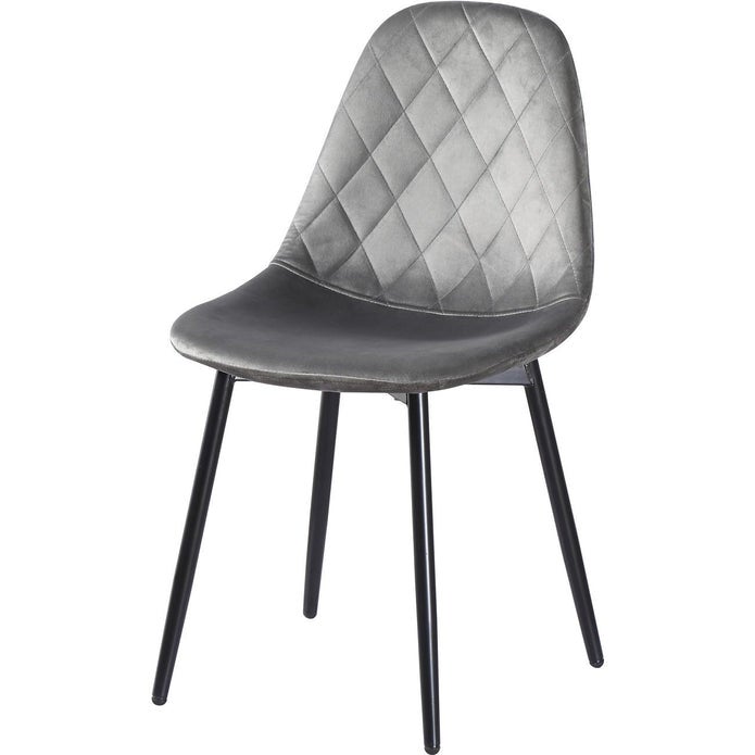 Chaise velours matelassé gris clair Lytha - Lot de 6 | Leroy Merlin