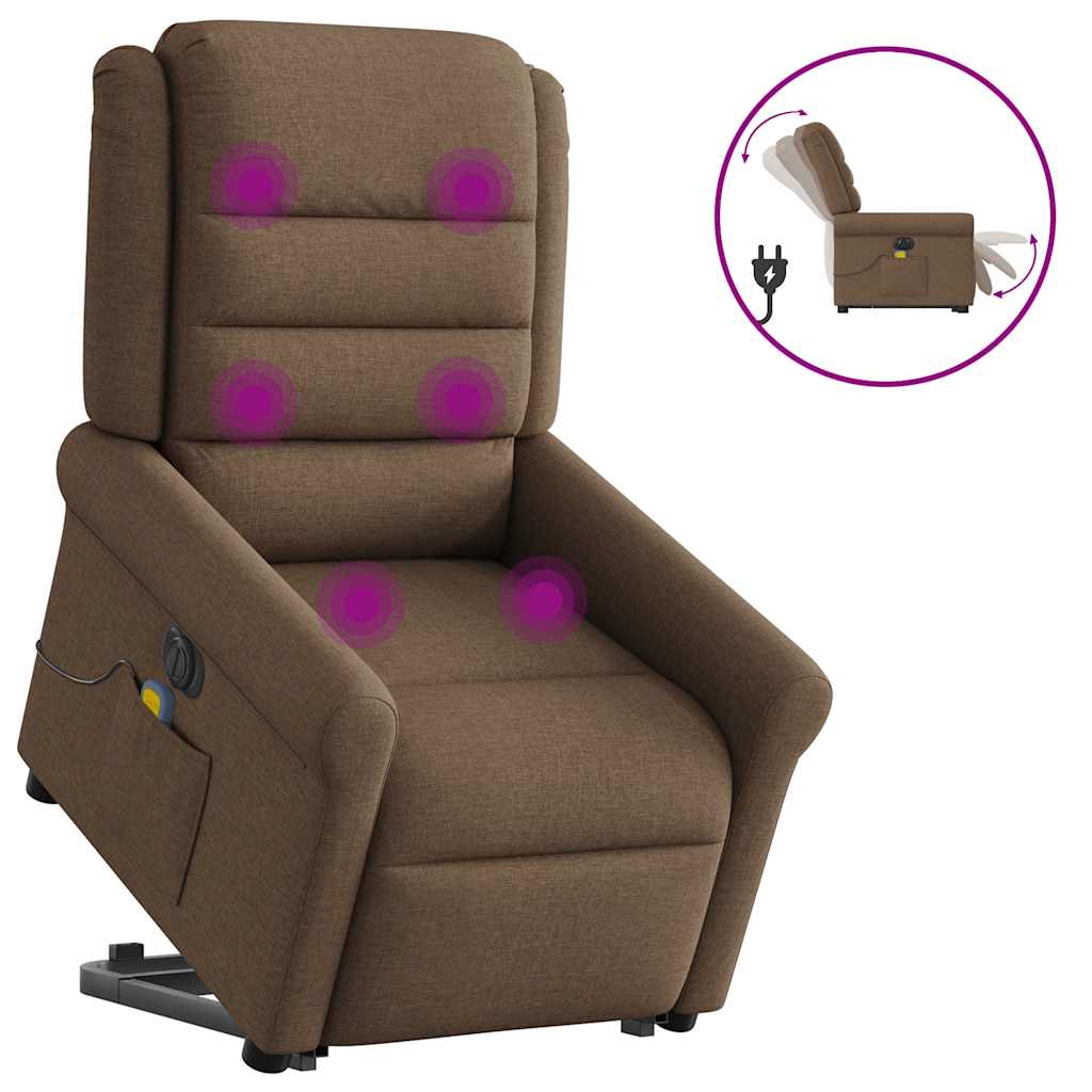 Sillón de masaje eléctrico reclinable elevable tela marrón | Leroy Merlin
