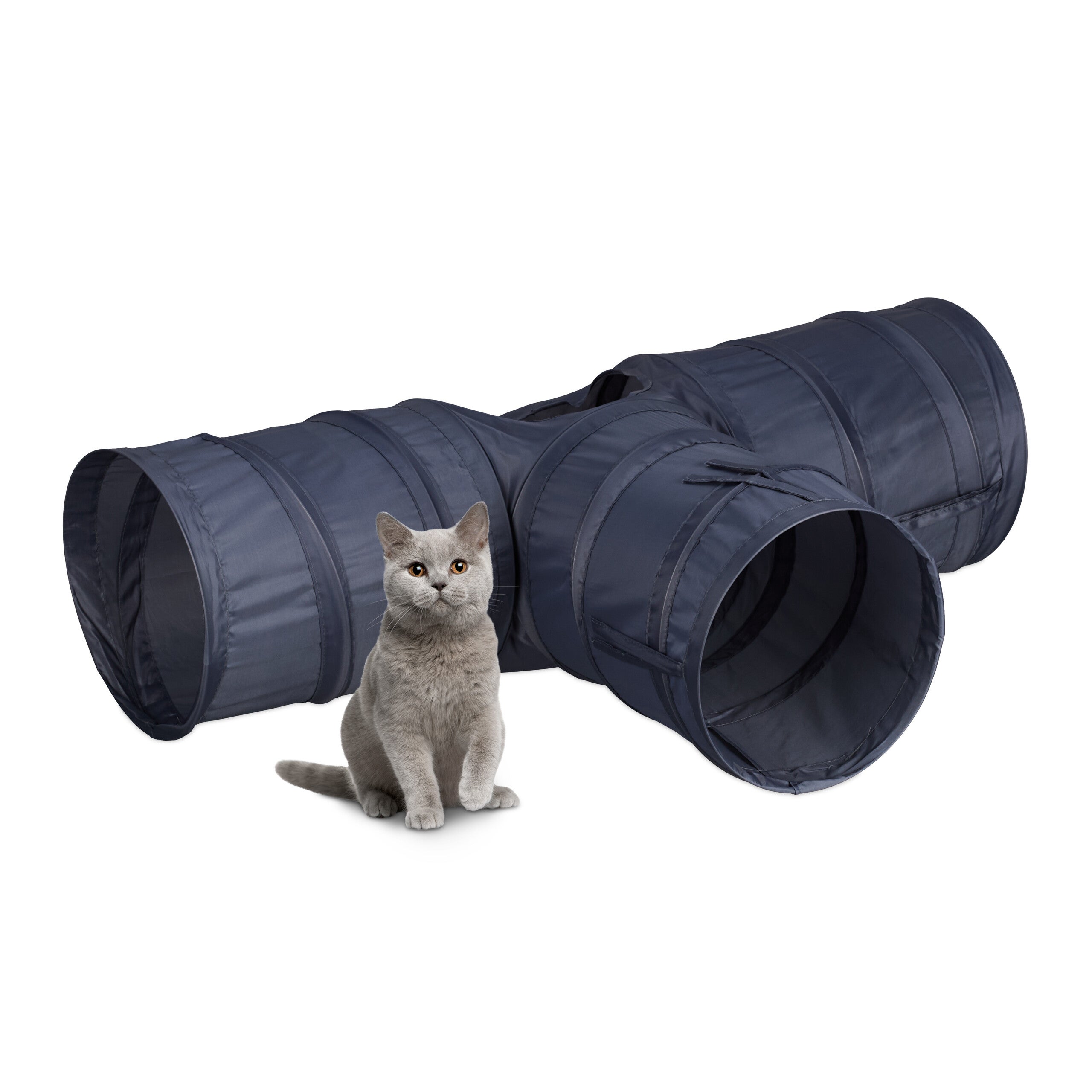Relaxdays Tunnel de jeu pour chat, pliable, HLP : 25 x 86,5 x 53 cm, 3 ...