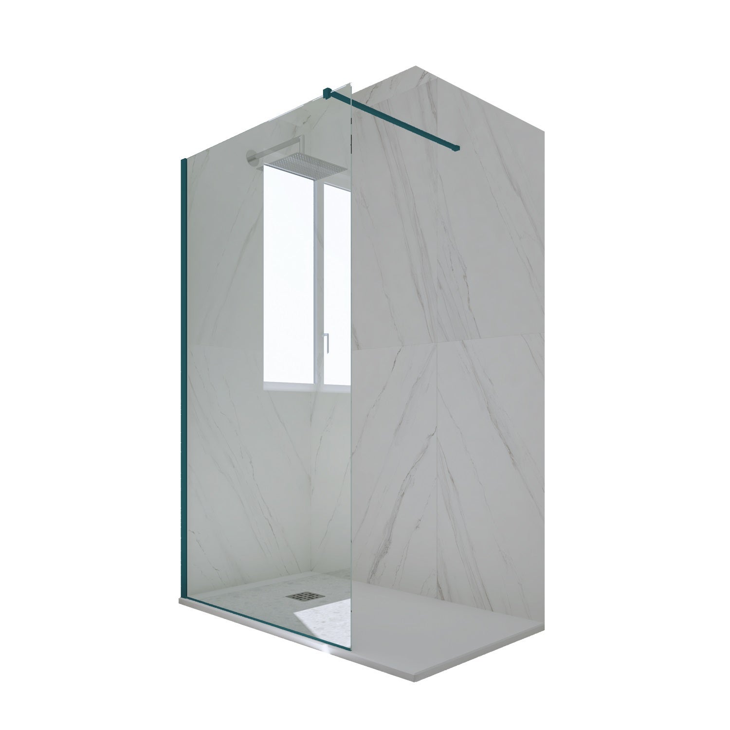Douche italienne Walk-in 100 cm H 200 en PVC Vert night watch Verre ...