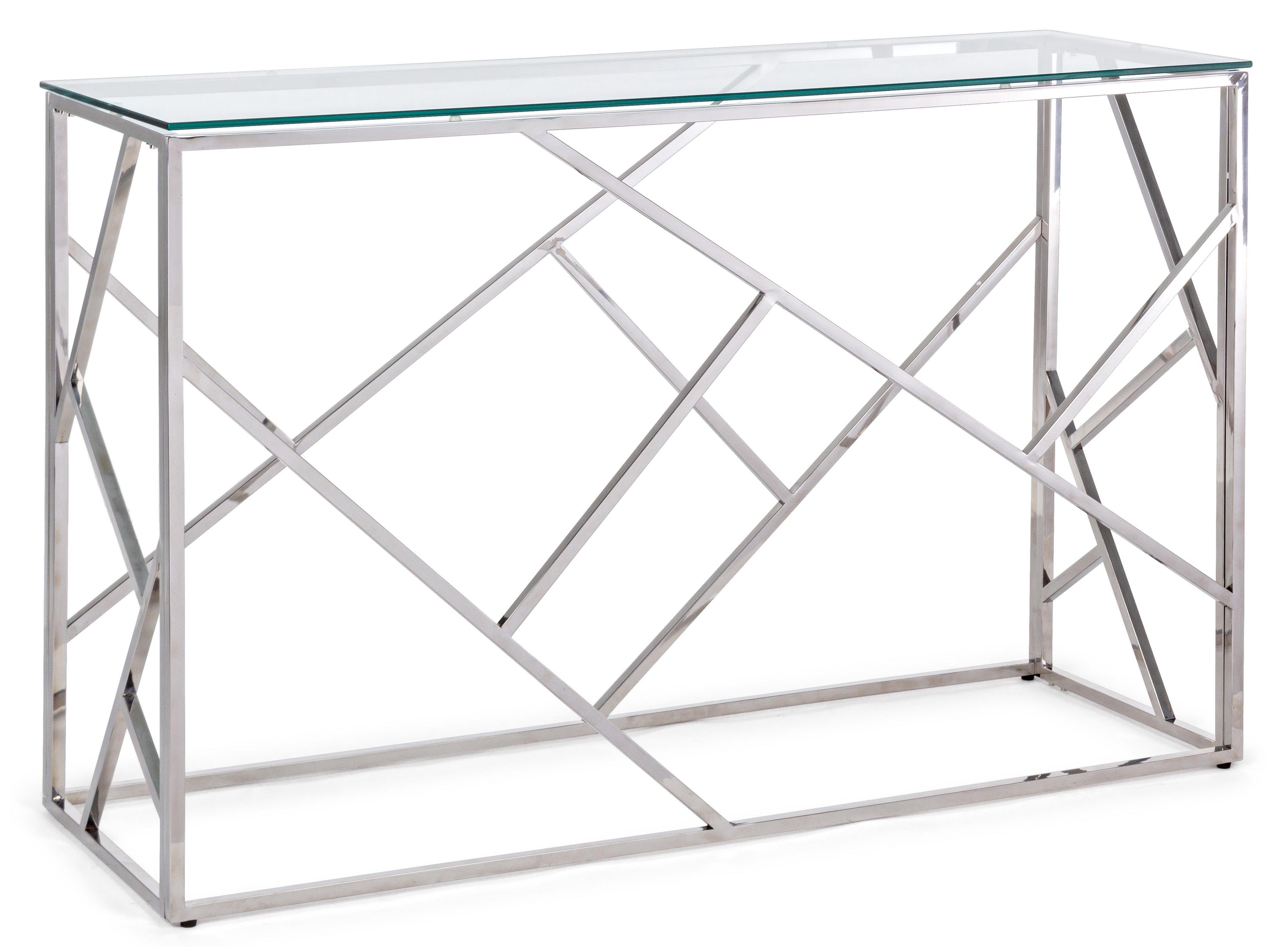 Console en verre trempé et pieds en acier Rani L 120 cm | Leroy Merlin